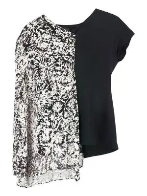 MAISON MARGIELA Asymmetrical-hem Printed Blouse - Black