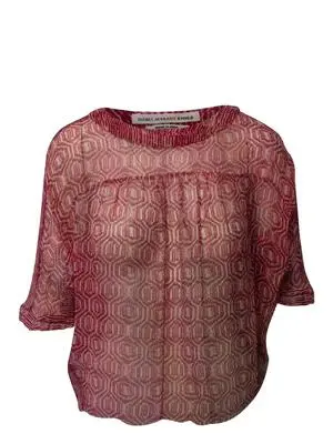 ISABEL MARANT VINTAGE Honeycomb-print Silk Blouse - Red