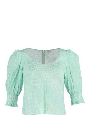 Rixo Emily Puff-sleeve Printed Blouse - Green