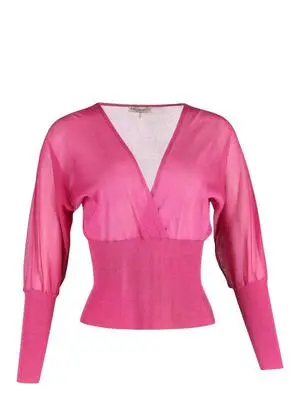 Emilio Pucci Knitted-detail V-neck Top - Pink