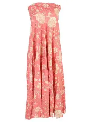 Zimmermann Veneto Floral Strapless Midi Dress - Pink