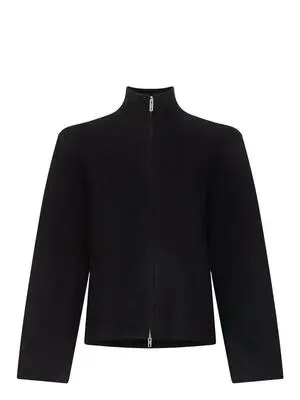 Loulou De Saison Gabi Zipped Stand-collar Cardigan - Black