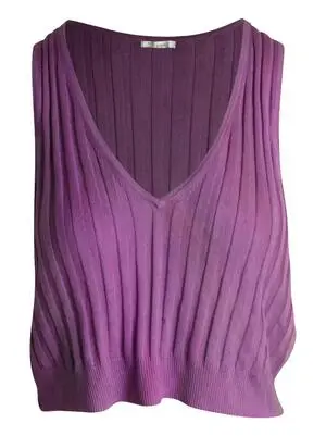 IRO PARIS Ribbed V-neck Top - Purple