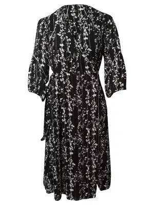 Ba&sh Floral-pattern Tie-waist Midi Dress - Black