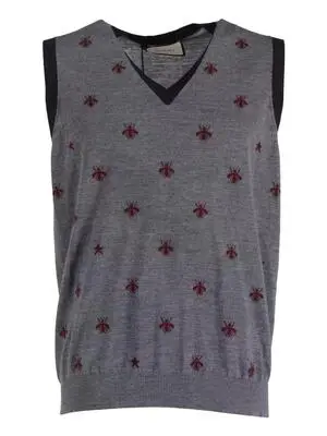 Gucci Bee And Star V-neck Vest - Grey