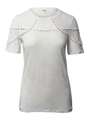 Maje Lace-insert Linen T-shirt - White