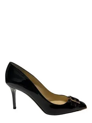 JIMMY CHOO Square Toe Buckle Strap Pumps - Black