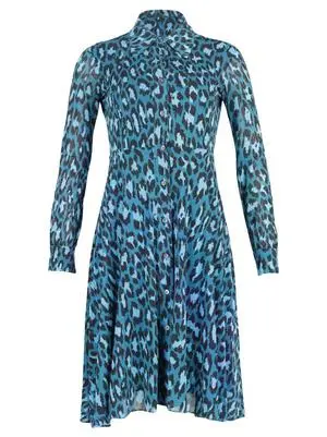 Diane Von Furstenberg Vintage Leopard-print Button-down Dress - Blue