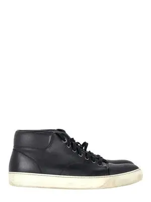 LANVIN Mid-top Leather Sneakers - Black