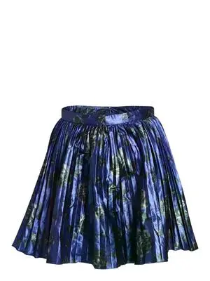 Red Valentino Pleated Floral-print Skirt - Blue
