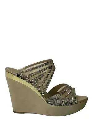 Rene Caovilla Crystal-embellished Wedge Sandals - Neutrals