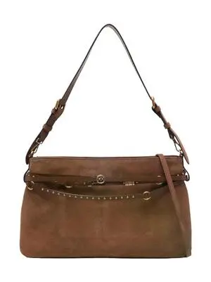 Pinko Studded-strap Logo-details Shoulder Bag - Brown