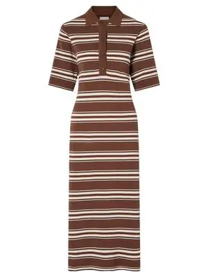 Faithfull The Brand Santiago Striped Cotton-blend Midi Dress - Brown