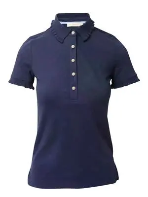 Tory Burch Ruffled-collar Polo Shirt - Blue
