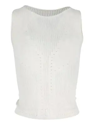 Alberta Ferretti Punched Sleeveless Top - White
