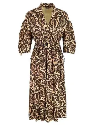 Fendi Leopard-print V-neck Midi Dress - Neutrals