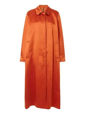 Dries Van Noten Cotton-blend Satin Longline Coat - Orange