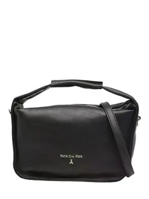 Patrizia Pepe Small Leather Hobo Tote Bag - Black