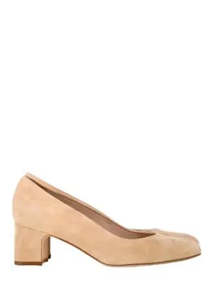 STUART WEITZMAN Mary Ann Suede Block Heel Pumps - Neutrals