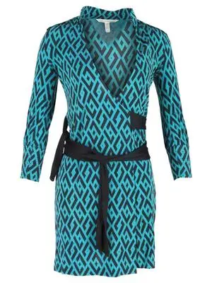 Diane Von Furstenberg Vintage Tessa Geometric-pattern Mini Dress - Blue