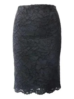 Sandro Lace Scallop-hem Midi Skirt - Black