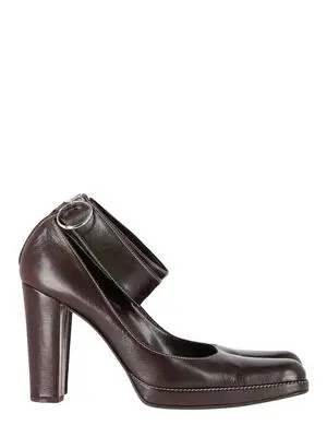 SERGIO ROSSI Ankle-strap Leather Pumps - Brown