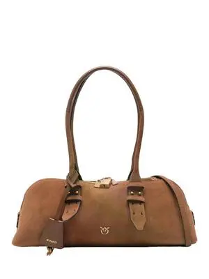 Pinko Padlock Suede Tote Bag - Brown