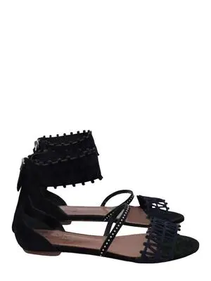 Alaïa Studded Laser-cut Sandals - Black
