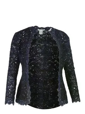 Oscar De La Renta Embroidered Sequin Jacket - Blue