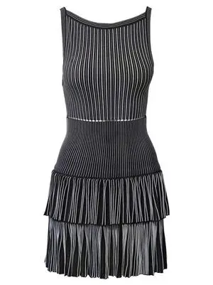 Alaïa Tiered Pleated A-line Dress - Black