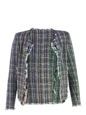IRO PARIS Tartan Open-front Jacket - Blue