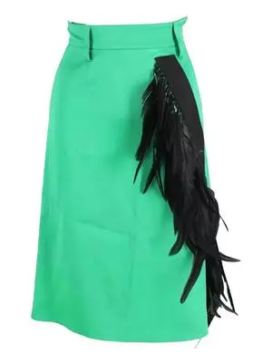 Prada A-line Midi Skirt With Feather Trim - Green