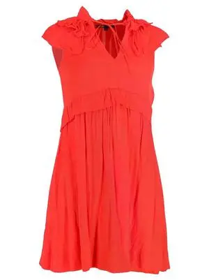 Maje Ruffled Mini Dress - Red