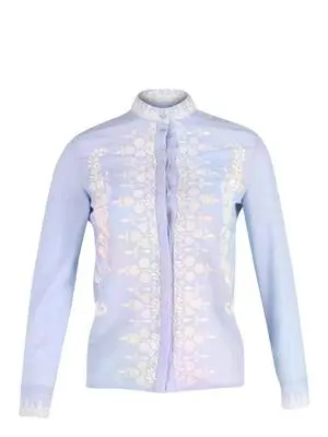 Vilshenko Embroidered Mock-neck Shirt - Blue