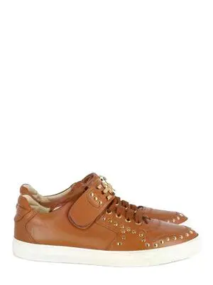 Versace Medusa Studded Leather Sneakers - Brown