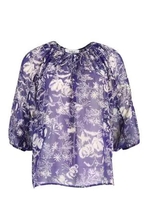 Ba&sh Floral-print Tie Blouse - Purple