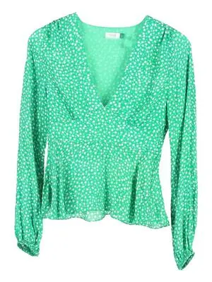 Rixo V-neck Floral Print Blouse - Green