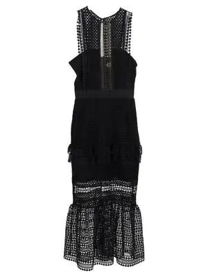 SELF-PORTRAIT Lace Panelled Mermaid Dress - Black