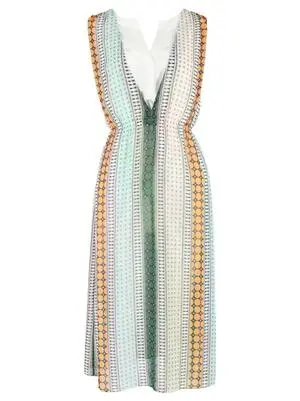 Sandro Striped V-neck Midi Dress - Neutrals