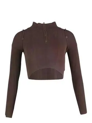 Jacquemus Ribbed-knit Half-zip Sweater - Brown