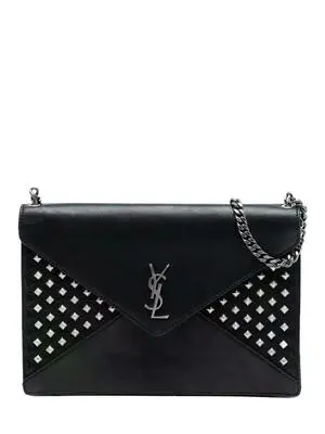 Saint Laurent 2021 Quilted Lambskin Studded Monogram Gaby Shoulder Bag - Black