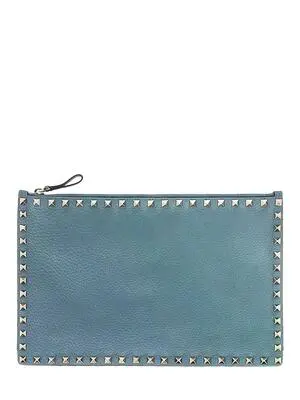 Valentino Garavani Rockstud Leather Clutch - Blue