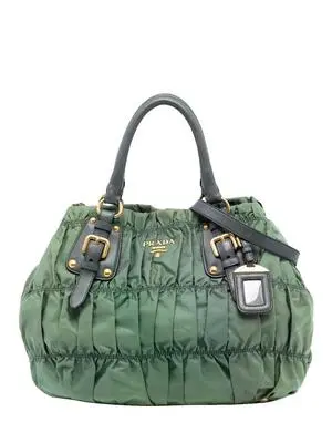 Prada Tessuto Gaufre Tote Bag - Green