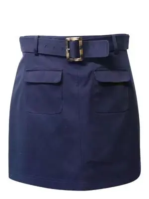 Alexa Chung Patch-pocket Belted Mini Skirt - Blue