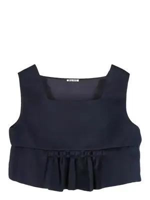 Miu Miu Ruffle-detail Cropped Top - Blue