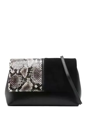 Manu Atelier The Fold Snakeskin-pattern Clutch Bag - Black