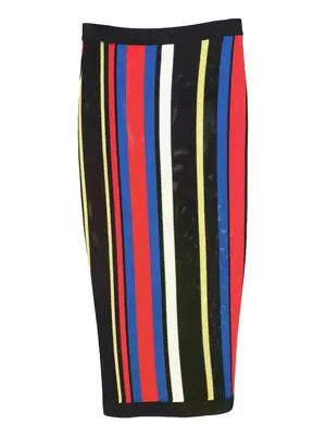 Balmain Striped Midi Skirt - Black