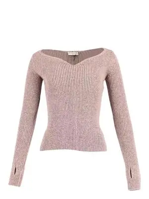 BALENCIAGA V-Neck Ribbed Knit Top
