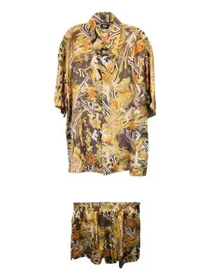 Fendi Printed Silk Shorts - Yellow