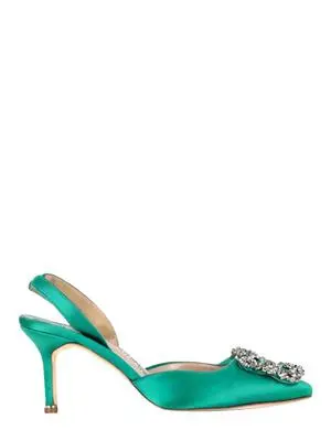 Manolo Blahnik Hangisi Embellished Slingback Pumps - Green